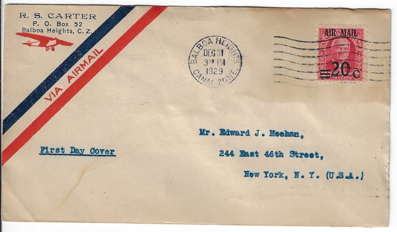 CZ 1929 FDC # C5, Balboa Heights to NYC via Cristobal. (c384 | United ...