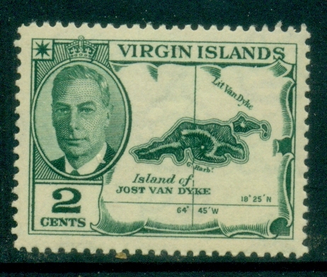 Virgin Is 1952 KGVI Pictorial 2c Map of Jost van Dyke MLH | United ...