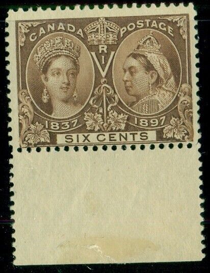 CANADA #55, 6¢ Jubilee, og, hinged, full margin single, Scott $220.00 ...
