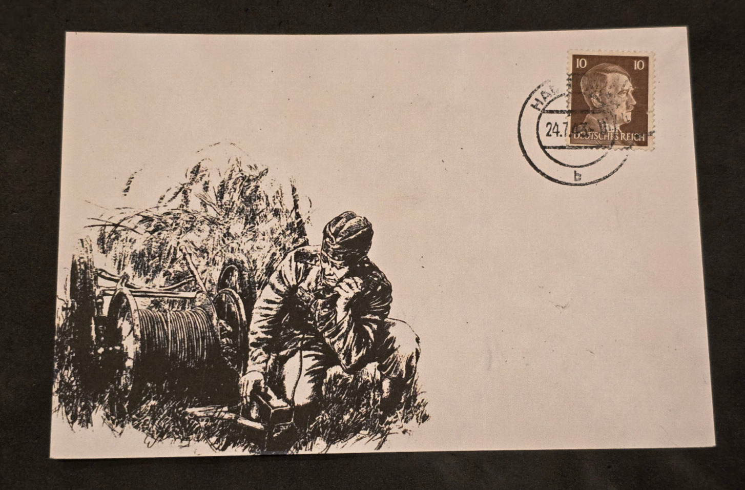 Soldiers Feldpost Card W Adolf Hitler Stamp German Third Reich Postcard ...