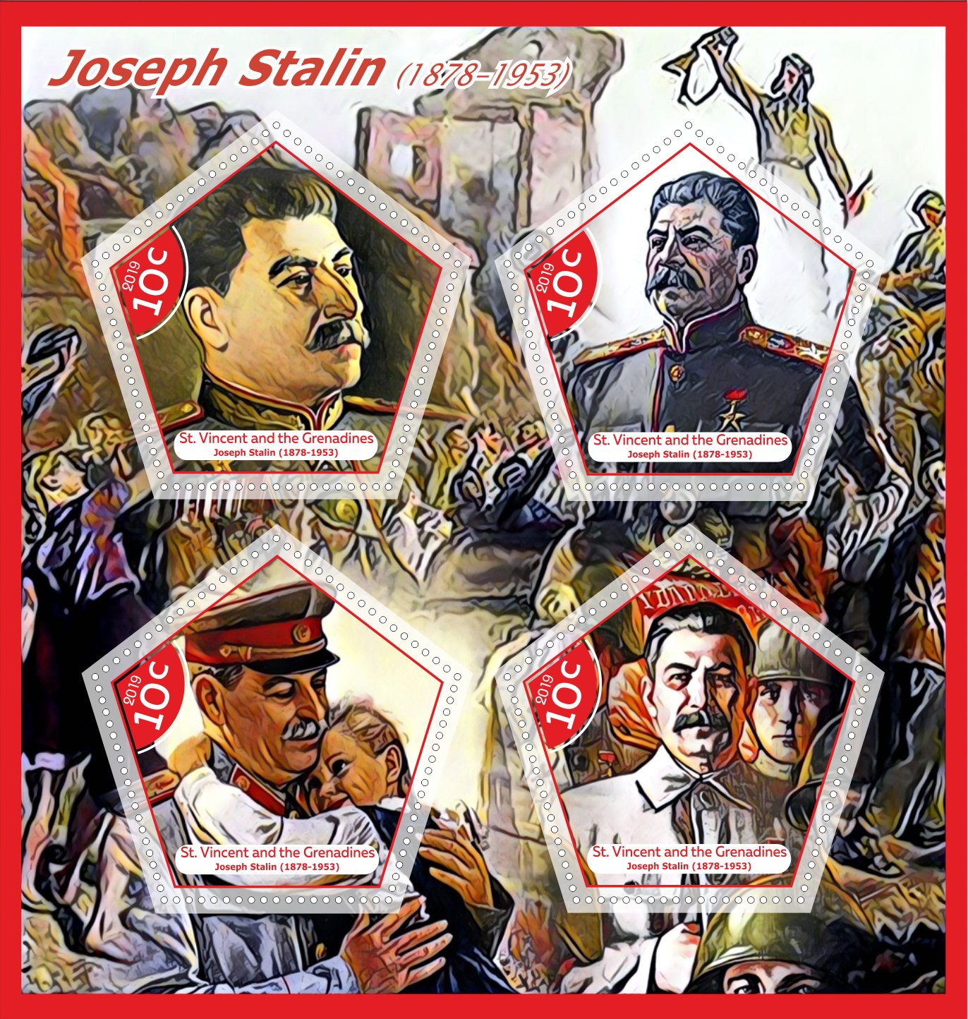 Stamps. Famous people. Joseph Stalin 2019 1+1 sheets perforated ...