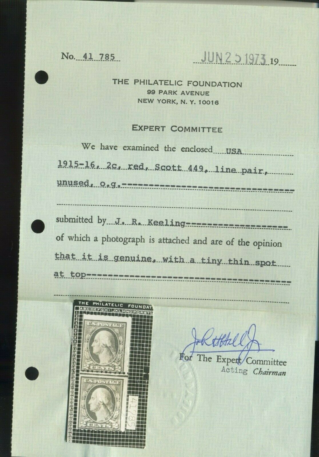 449 Washington Mint Coil Line Pair of 2 Stamps with PF Cert (Stock 449 ...