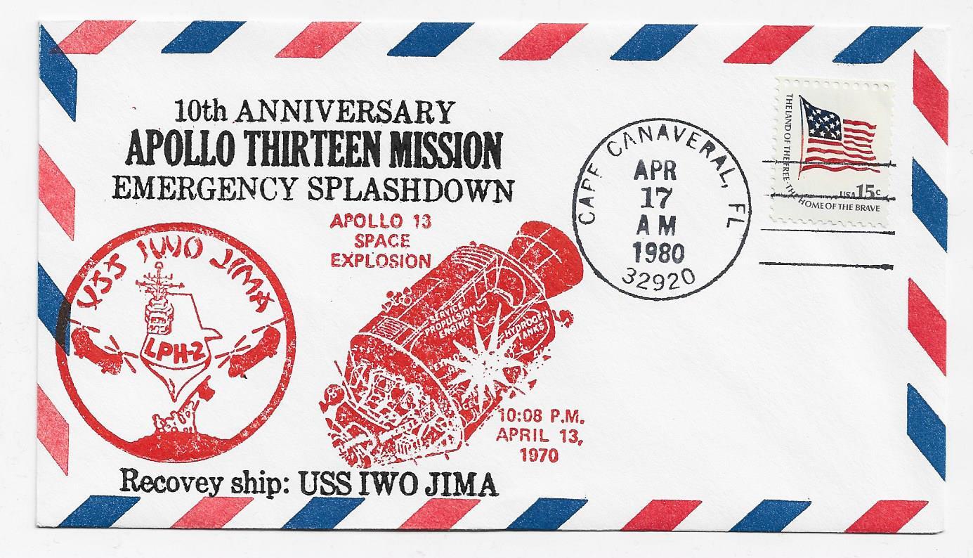 US 10th Anniv Apollo 13 Emergency Splashdown Event Cover USCS Cachet ...