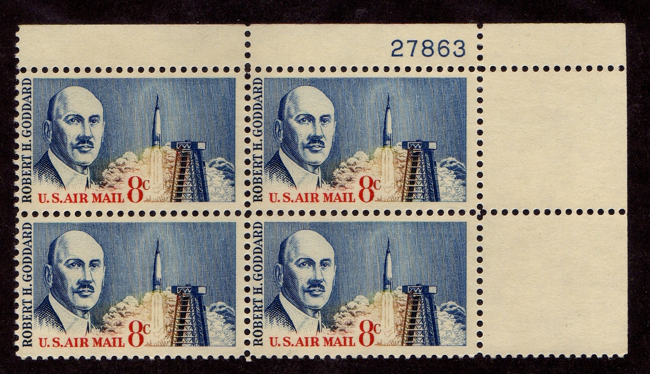 C69 8c Robert Goddard 27863 UR Plate Block | United States, Air Mail ...