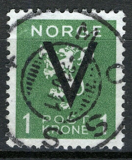 Norway 1941, NK 289, 1Kr V overprint SON Moss 3-10-41 (ØF) | Europe ...