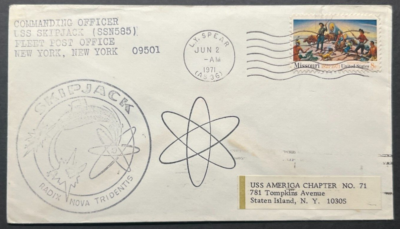 USS Skipjack Ssn-585 Radix Nova Tridents/From CO JUN 2 1971 W/LY Spear ...