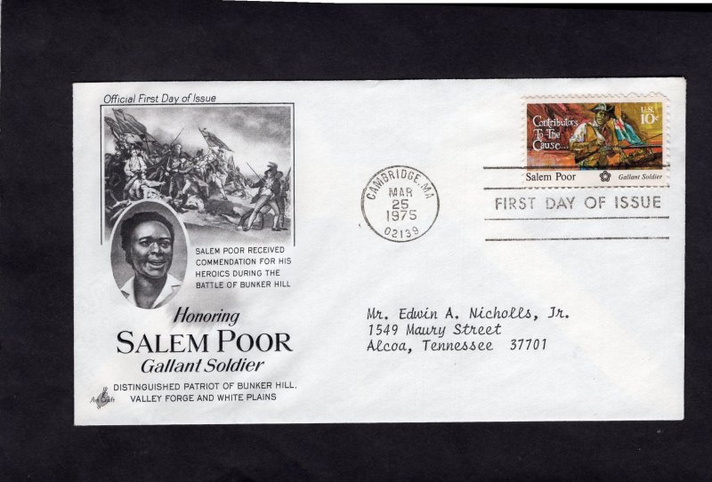 1560 Salem Poor, FDC ArtCraft addressed | United States, General Issue ...