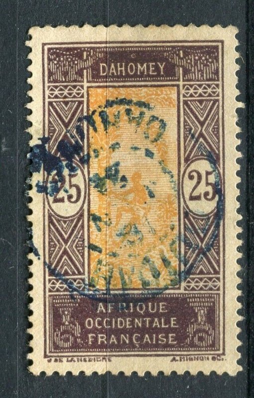 FRENCH COLONIES; DAHOMEY early 1900s pictorial issue used 25c. POSTMARK ...