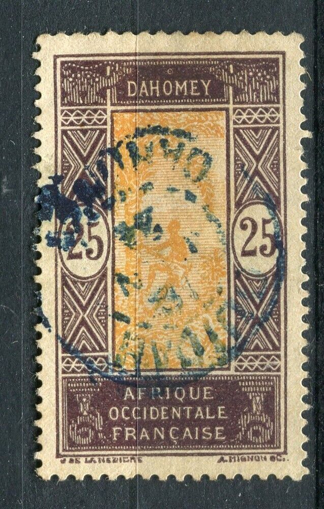 FRENCH COLONIES; DAHOMEY early 1900s pictorial issue used 25c. POSTMARK ...