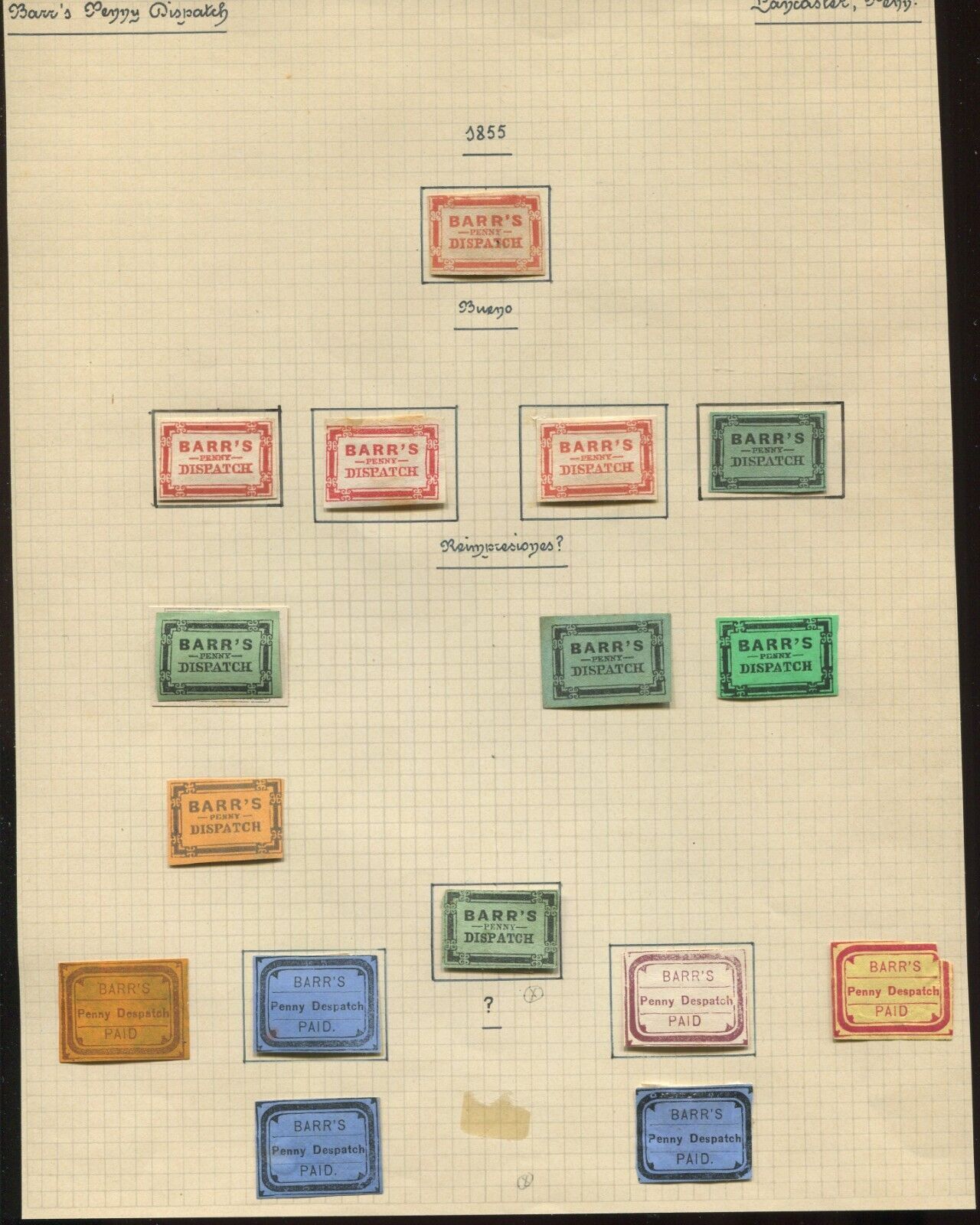 Barr's Penny Dispatch Forgery Reference LOT of 16 Stamps L5012D ...