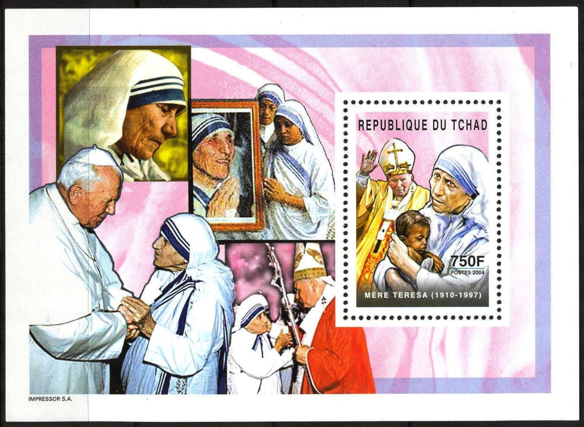 Chad 2004 Mother Teresa Pope John Paul II S/S MNH | Africa - Chad, Back ...