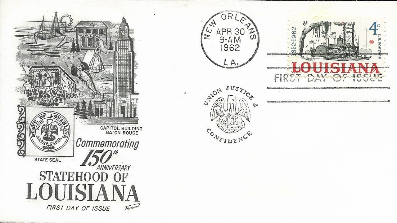 1962 FDC, #1197, 4c Louisiana Statehood, Fleetwood | United States ...