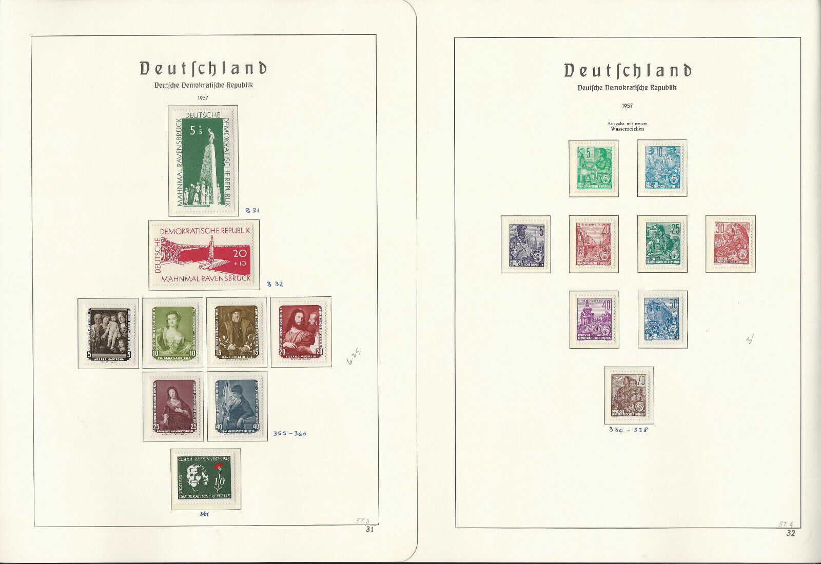 Germany DDR Stamp Collection on 24 Hingless Lighthouse Pages, 1956-59 ...