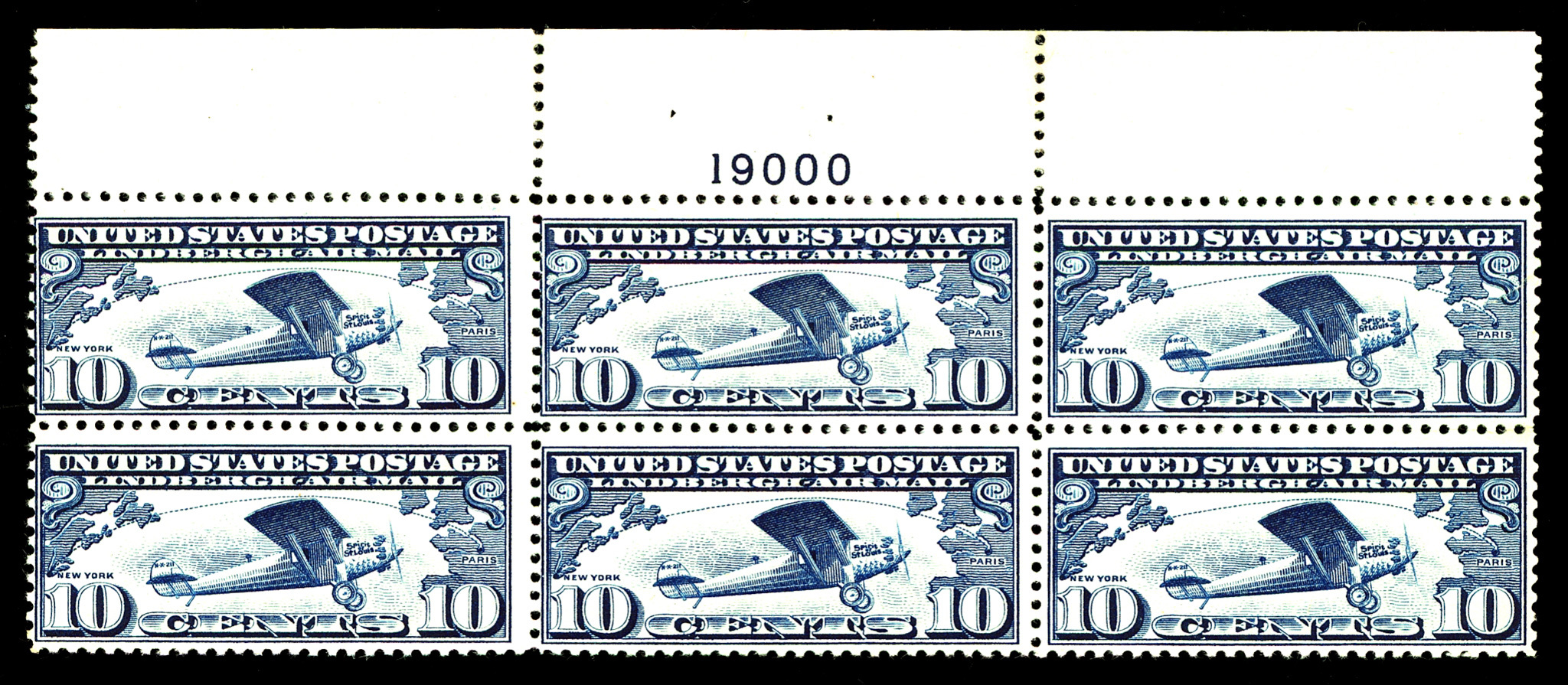 U.S. #C10 Mint PL# Block of 6 OG NH | United States, Air Mail Stamp ...