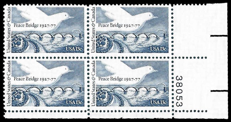 PCBstamps US #1721 PB 52c(4x13c)Peace Bridge, 50th Anniversary, MNH ...