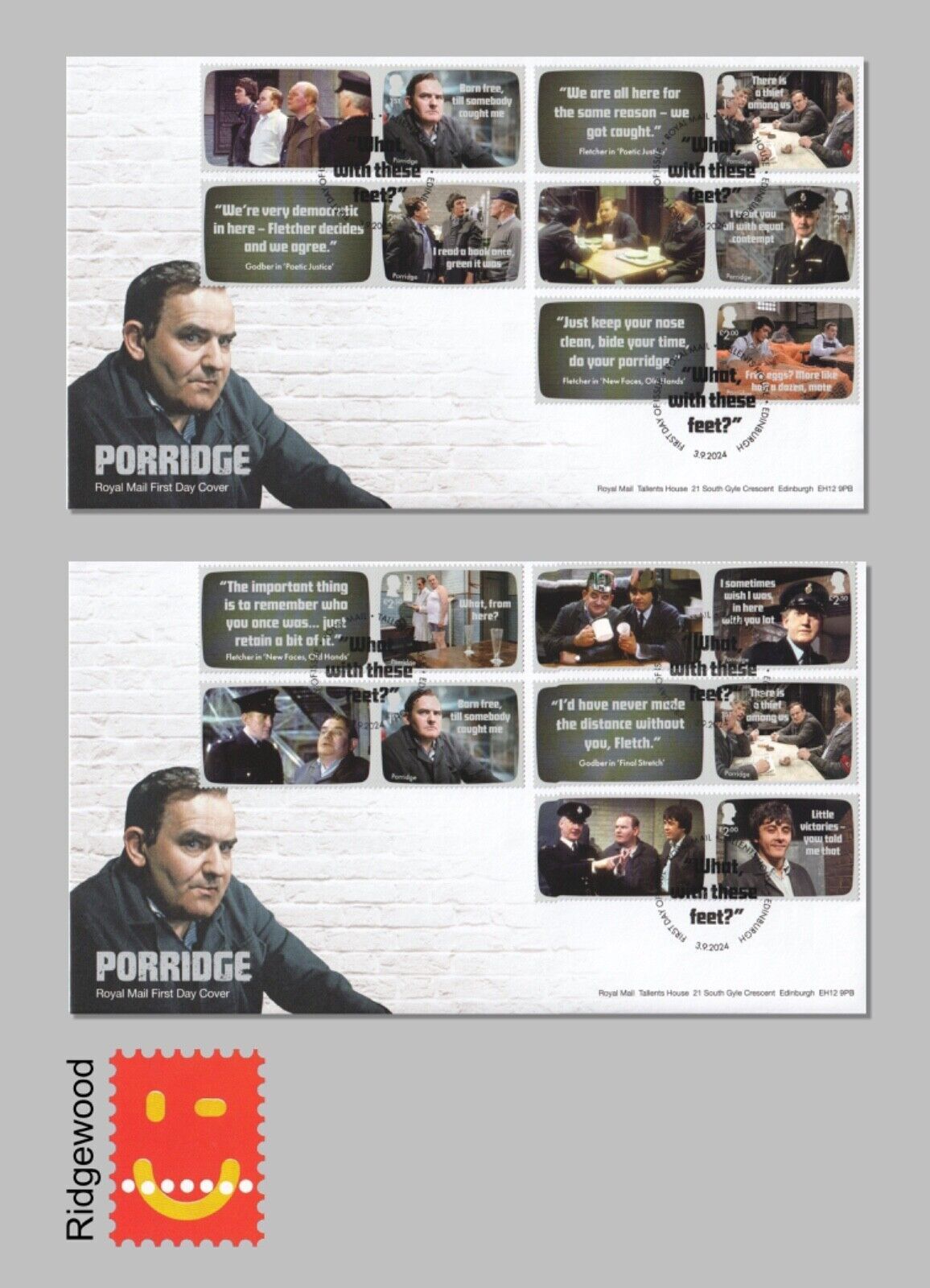 GB 2024 - Porridge Smilers/Collector Stamp Sheet FDC (2) - GS166/LS164 ...