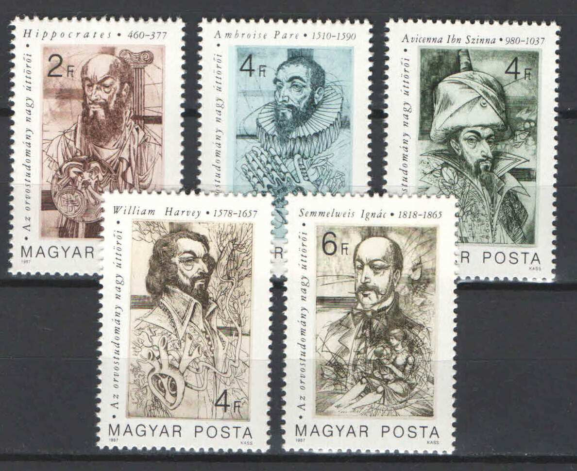 Hungary 1987. Famous doctors set MNH (**) Mi.: 3886-3890 / 4.50 EUR ...