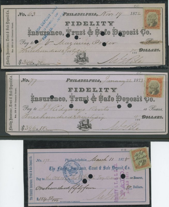 USA R135 x 2 & R151 on Fidelity Trust Bank Checks | United States ...