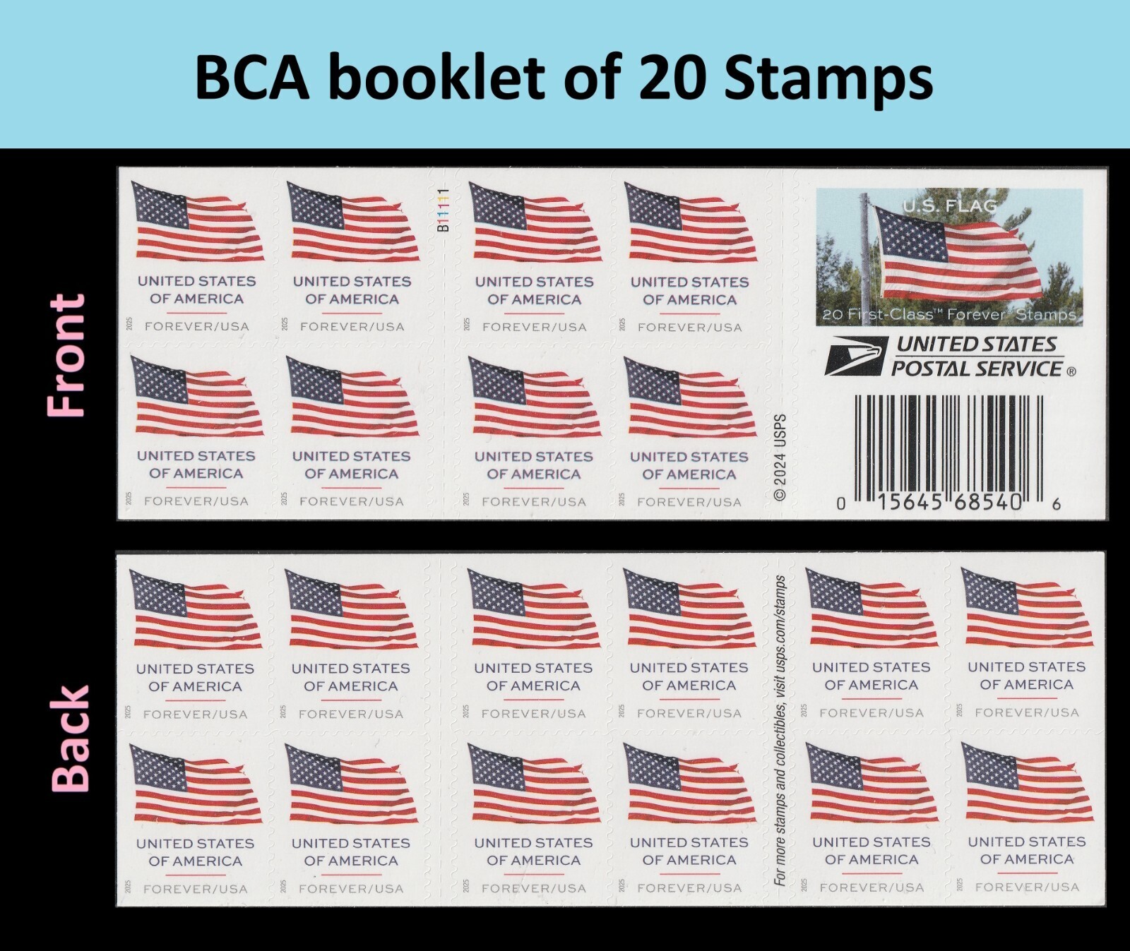 US 6021a Flag F booklet 20 BCA B11111 MNH 2025 | United States, General ...
