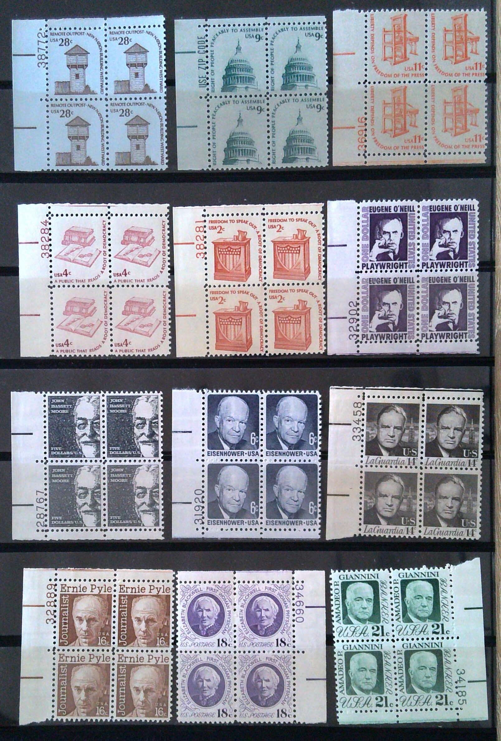 US Starter Collection including FoB Lot with P# Blocks of 4 - Unused ...