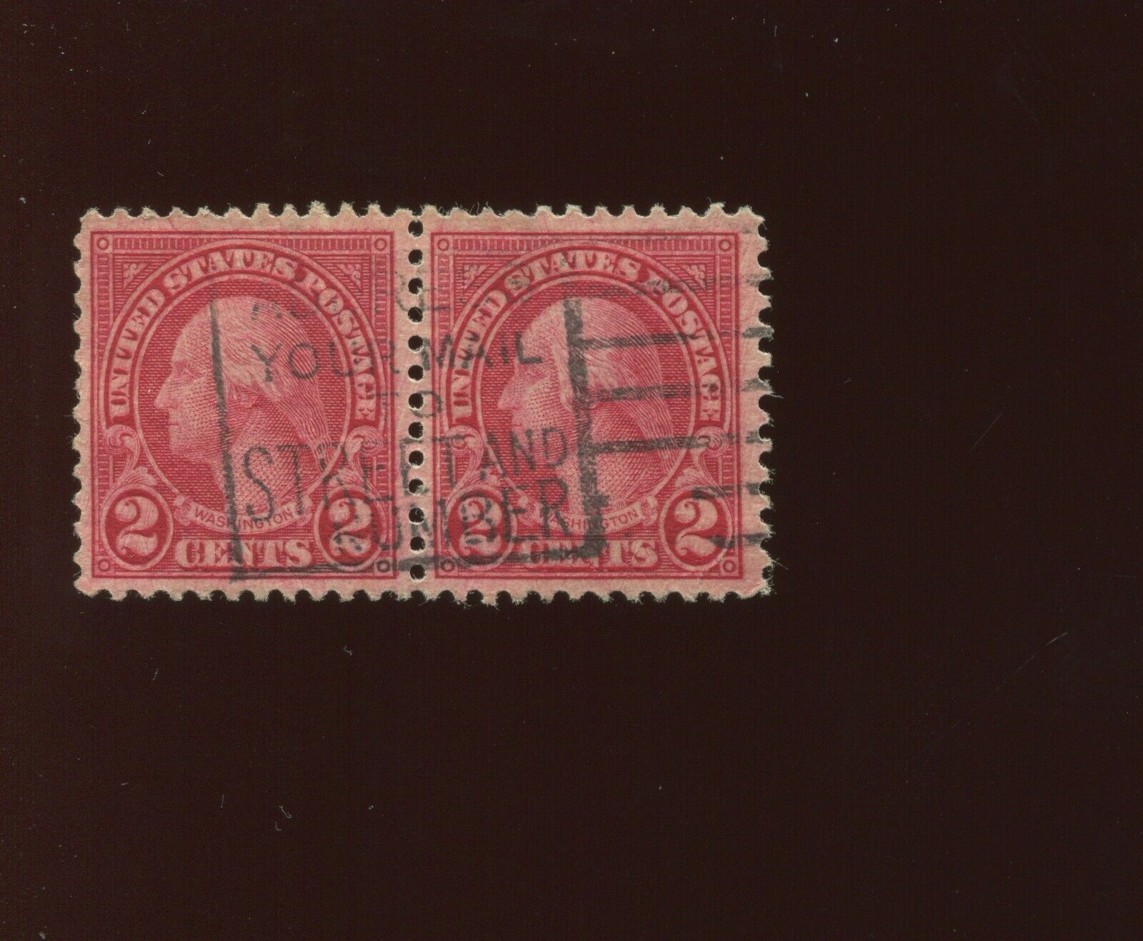 595 Washington Coil Waste USED Pair of 2 Stamps w/Nice Slogan Cancel ...