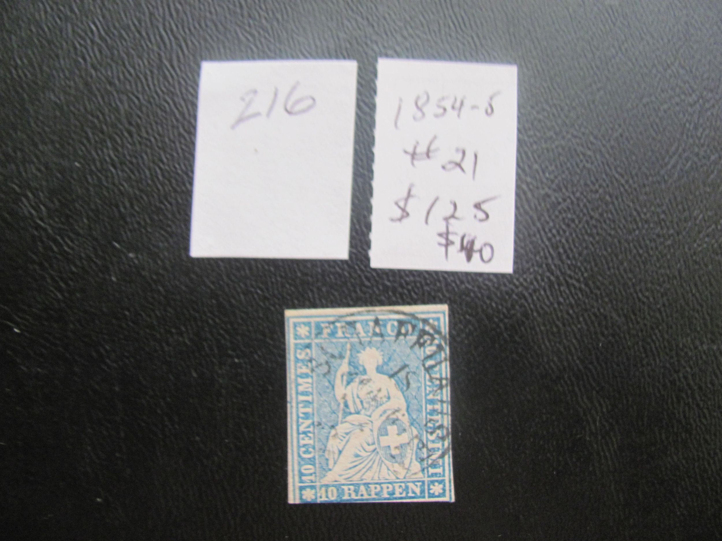 Switzerland 1854-5 Used SC 21 VF 3 Margins $125 (216) SEE Store for ...