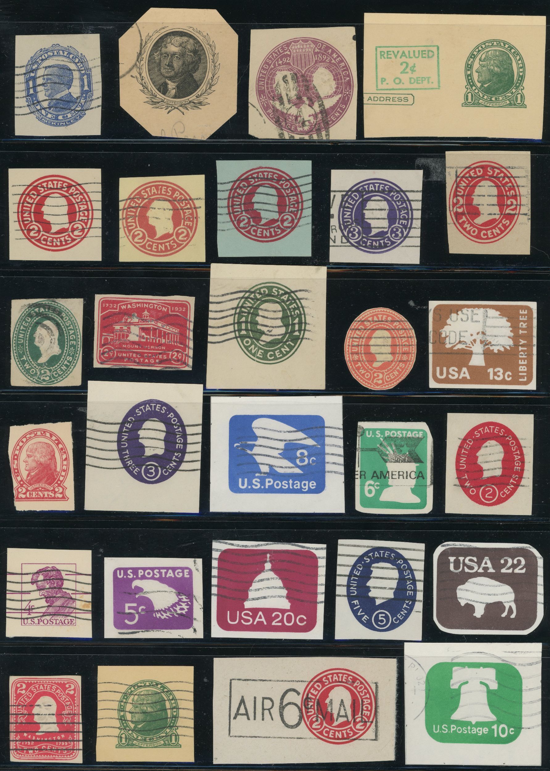 USA - page of old cut squares - 28 different | United States, Postal ...