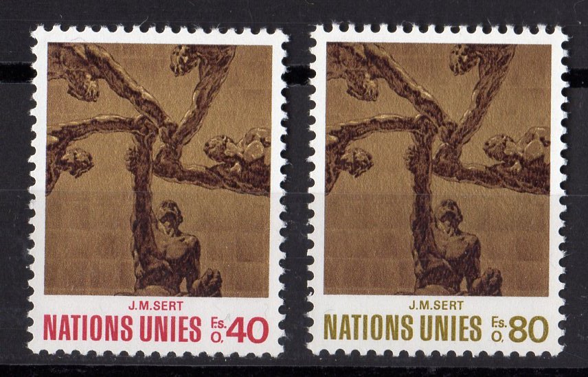 United Nations Geneva 1972 Sc#28/29 JOSE MARIA SERT FIVE CONTINENTS Set ...