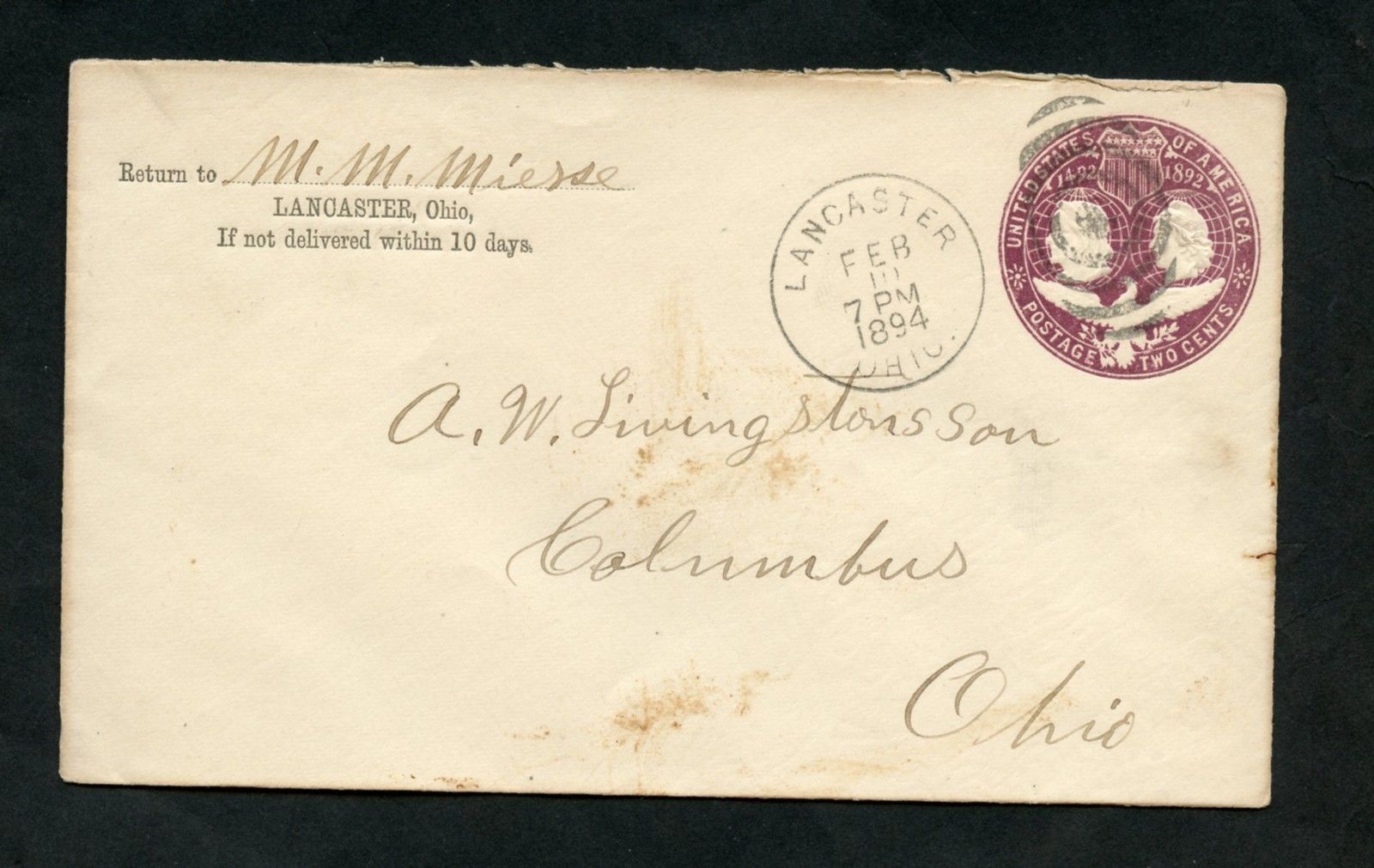UNITED STATES four EARLY EMBOSSED ENVELOPE ENTIRES USED AS SHOWN / HipStamp
