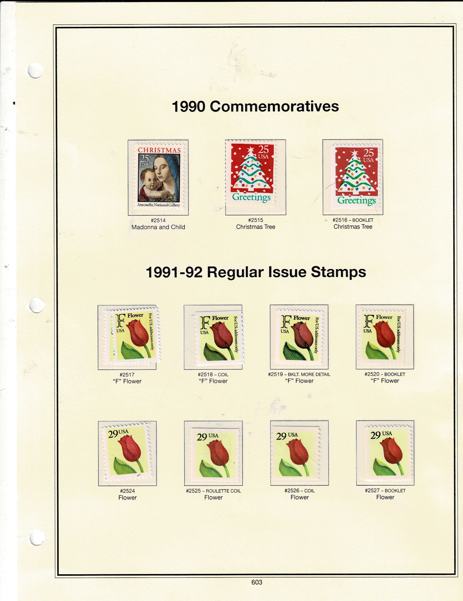 1990-92 Commemorative Regular Issue Stamps US Postage Singles #2514-27 ...