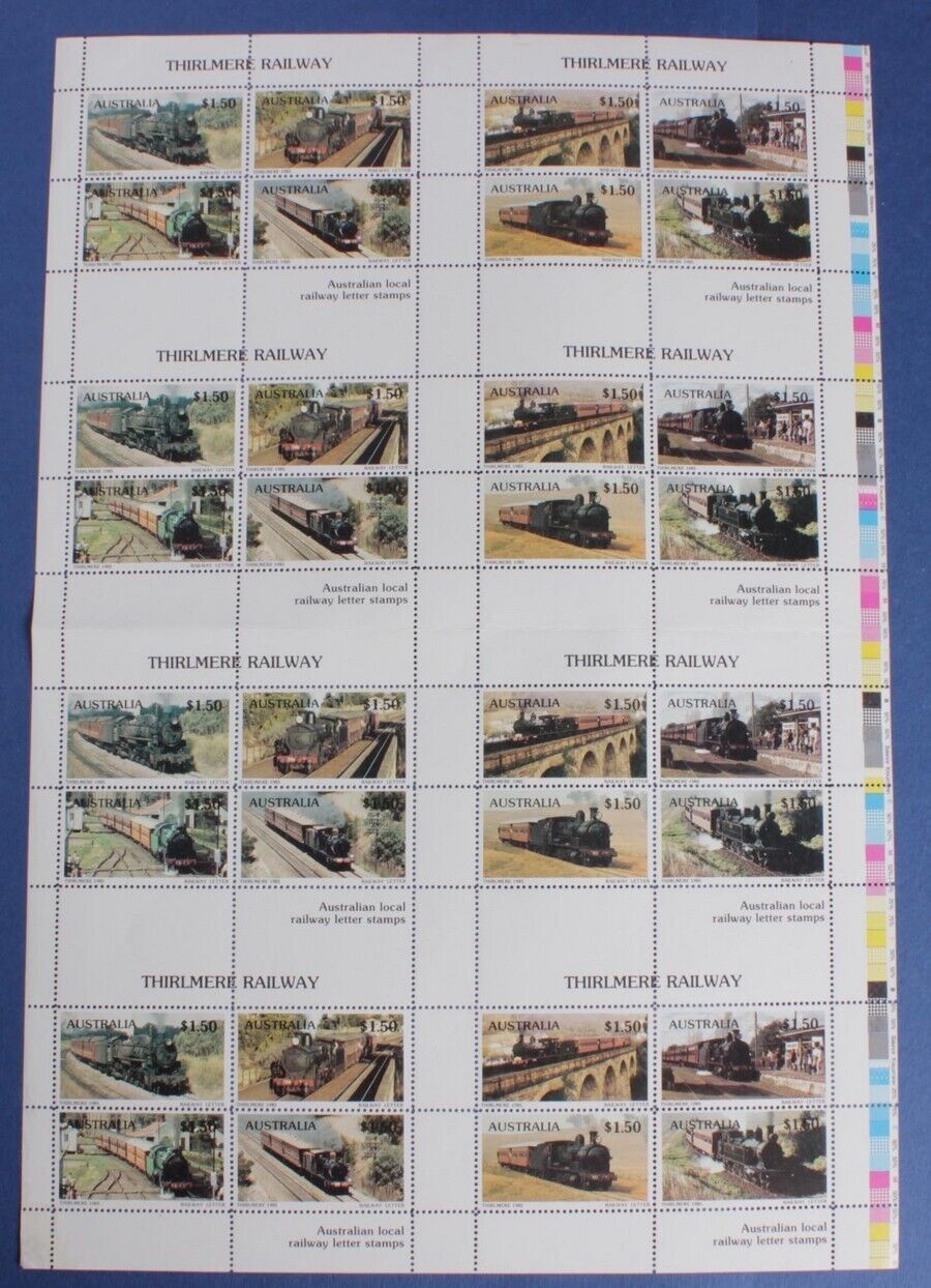 AUSTRALIA Railways 1985 Thirlmere Railway $1.50 error IMPERF sheet. MNH ...