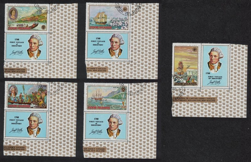 Cook Is. Captain Cook First Voyage of Discovery 5v Labels 1968 Canc SG ...