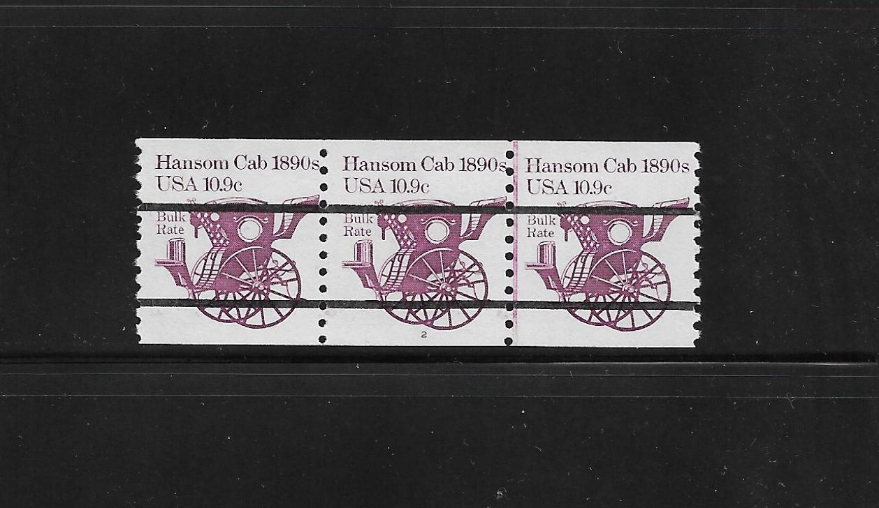 US Stamps: #1904a; 10.9c Hansom Cab Coil (Lines Precancel); PNC3 #2 ...