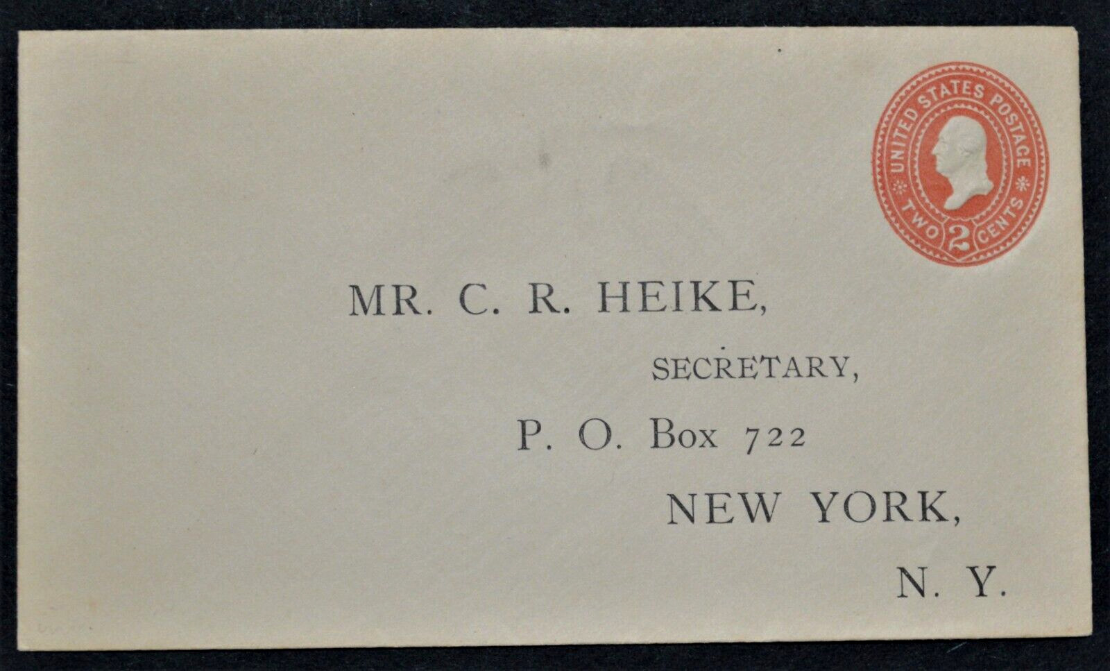 1899 US Sc. #U362 stamped envelope, 2 cent unused entire, good shape ...