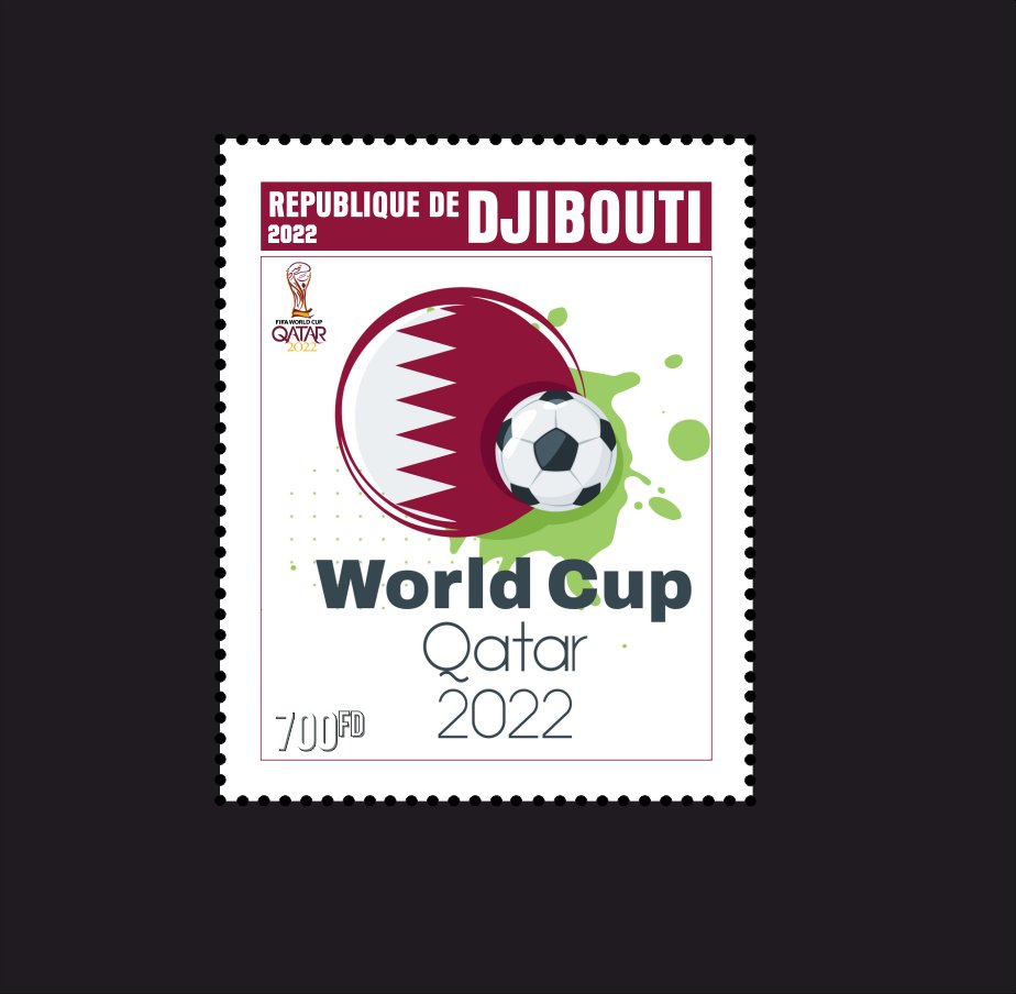 Stamps. Soccer World Cup in Qatar 2022, Djibouti 2022 year, 1 stamps ...