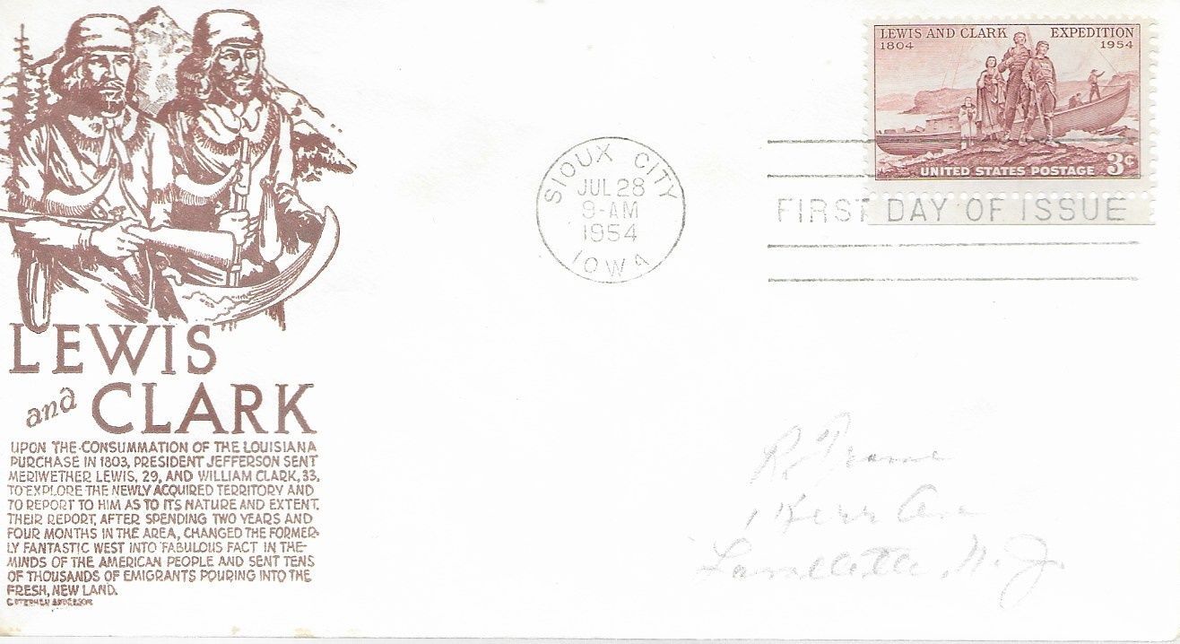 1954 FDC, #1063, 3c Lewis & Clark Expedition, Anderson | United States ...