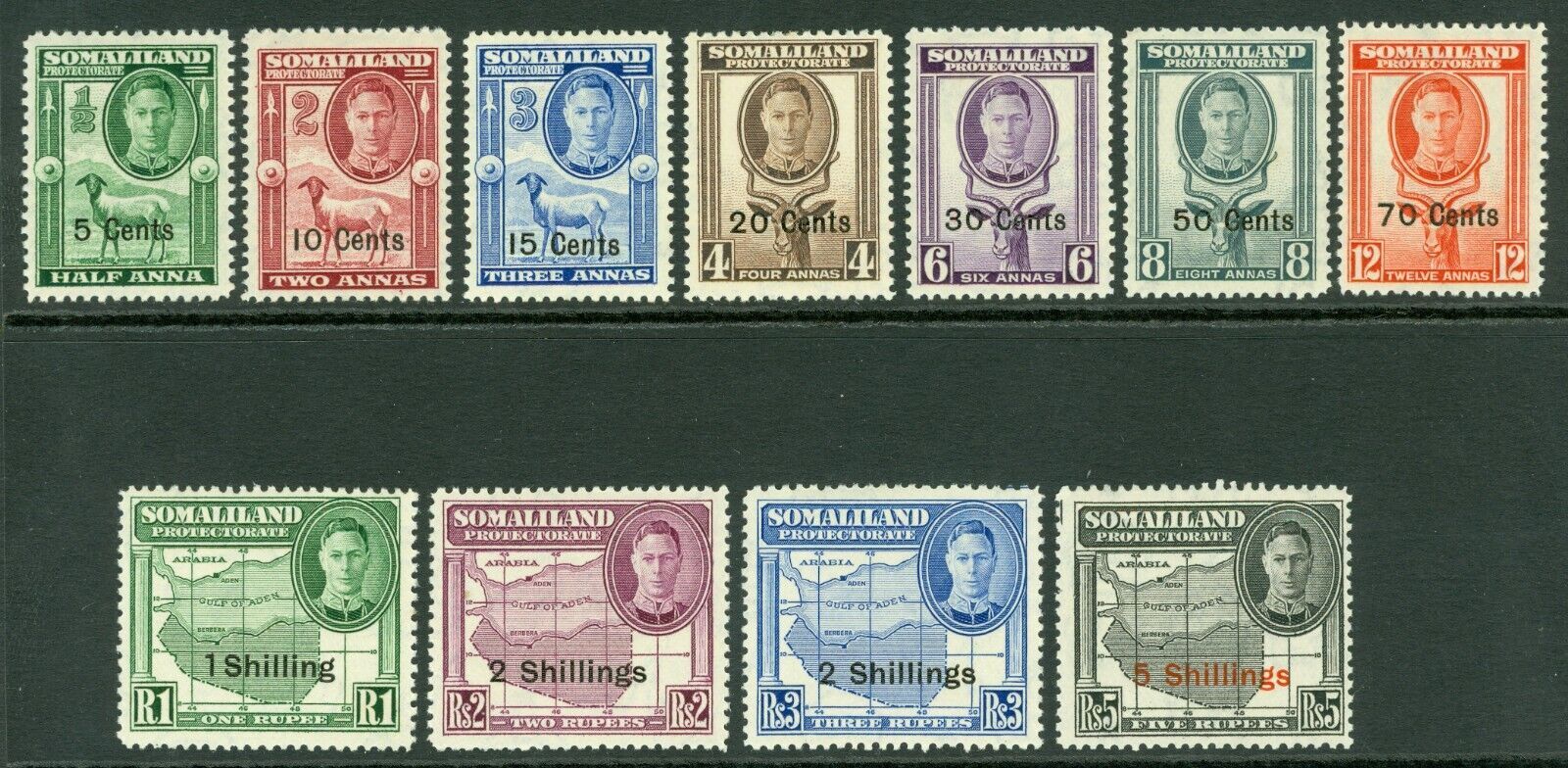 SG 125-135 Somaliland Protectorate 1951 set of 11. Fine fresh lightly ...