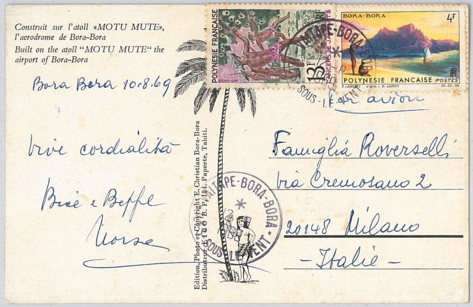 French Colonies: French Polynesia - POSTAL HISTORY: POSTCARD to ITALY ...