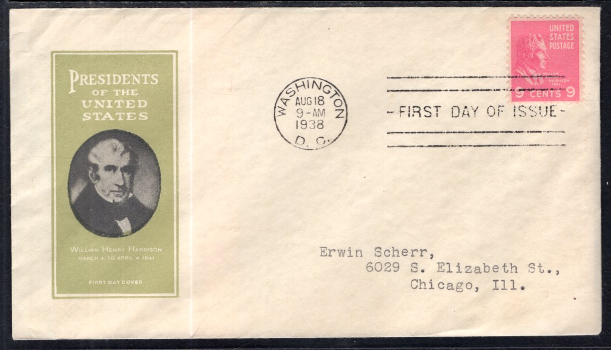 US 814 William Henry Harrison Ioor Typed FDC | United States, General ...