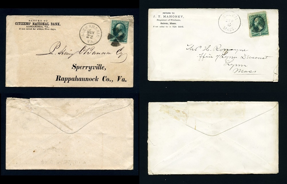 # 184 on 2 different covers with corner cards / advertising - 1880s ...