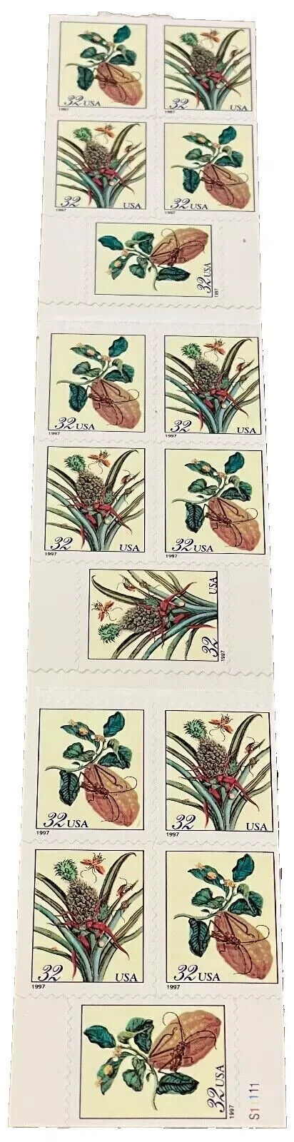 BOTANICAL PRINTS MARIA S. MERIAN 15 Stamp 32c Self Adhesive Stamp Book ...