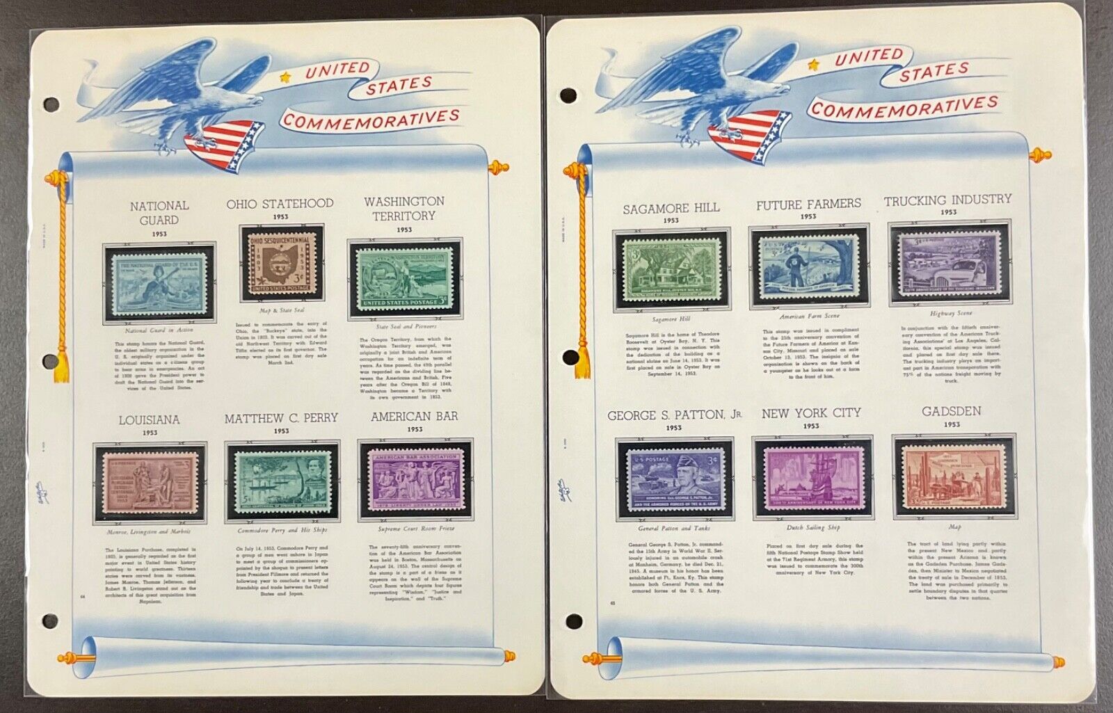 US Commemorative Year Sets 1952-1959 on 20 White Ace Pages 102 NH ...