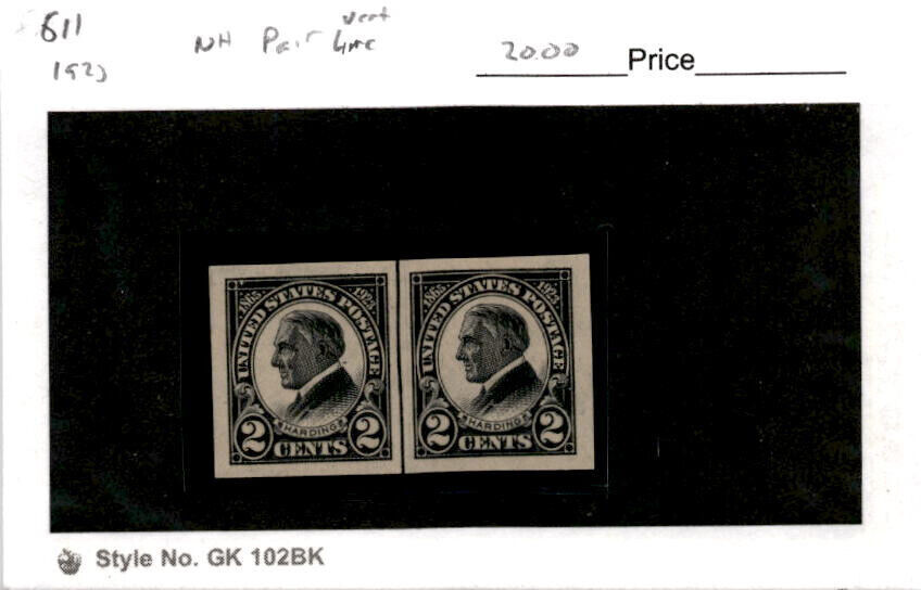 United States Postage Stamp, #611 Line Pair Mint NH, 1923 Harding (AP ...