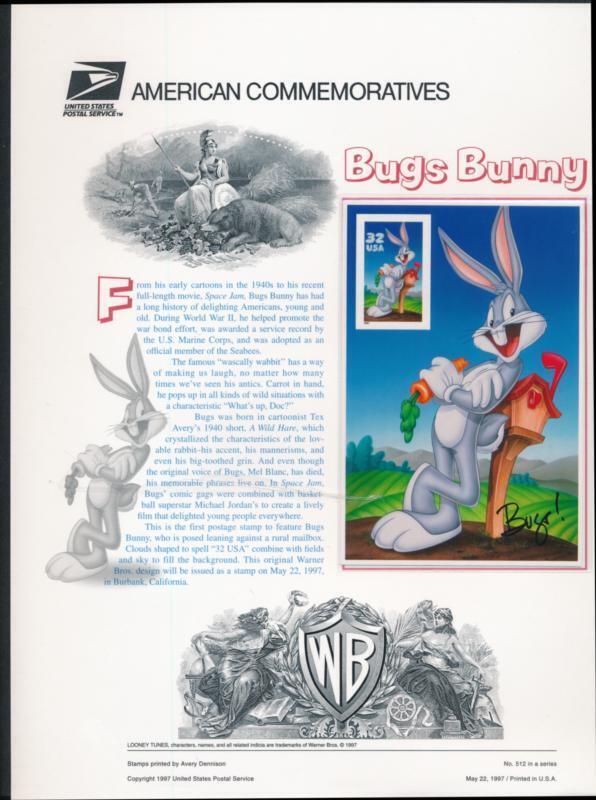 Usps 1997 Commemorative Panel 32c #3137C Bugs Bunny | United States ...