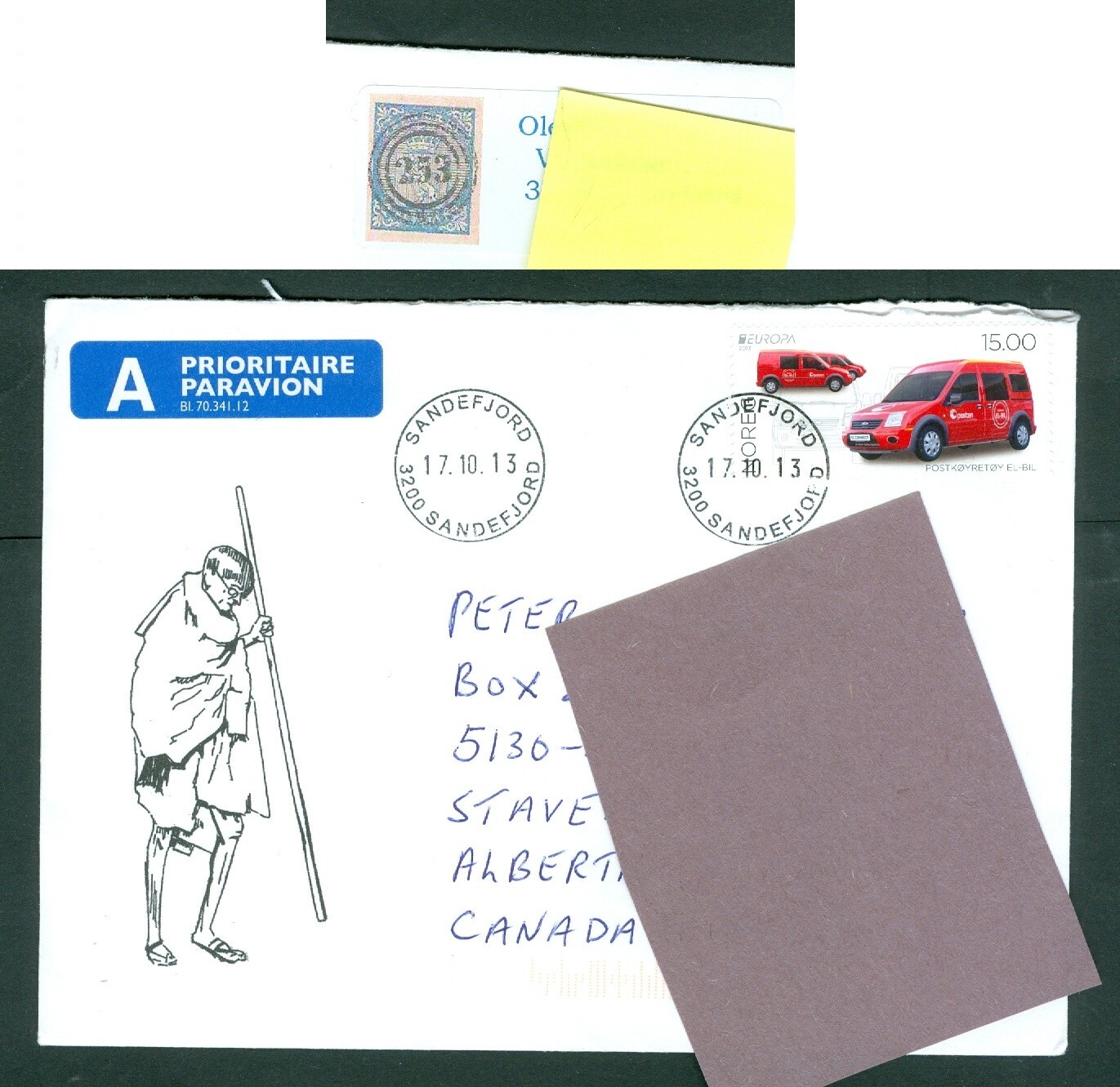 Norway. 2013 Cover,Cachet. With Poster Seal. Sandefjord. ELectric Van. Adr: Can | Europe ...