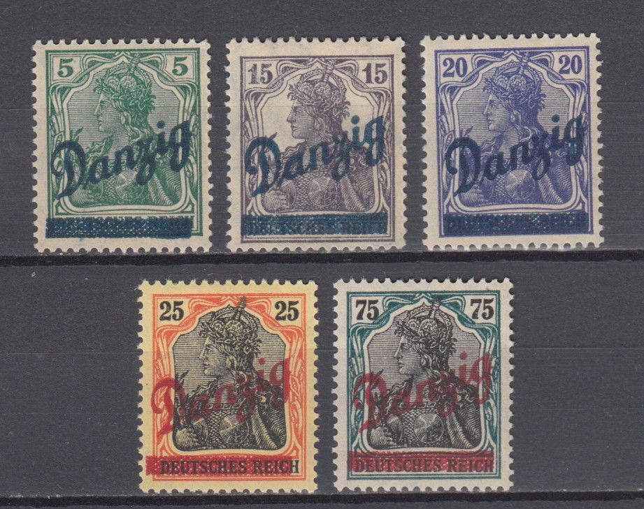 1920 Danzig German Occupation Full Set Michel 21/25 MLH | Europe ...