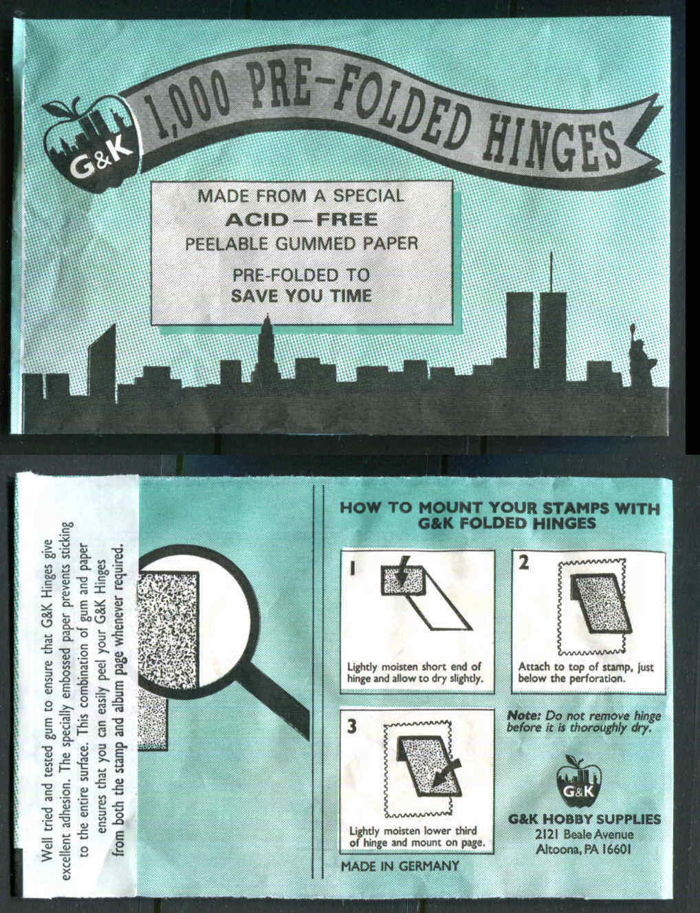 Stamp Hinges G&K 1000 Pre-Folded New Made In Germany | Publications ...