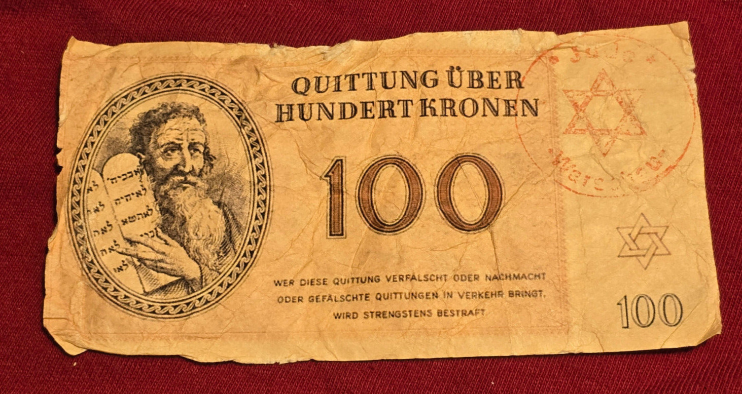 Concentration camp TEREZIN THERESIENSTADT Jewish currency note WW2 WWII ...