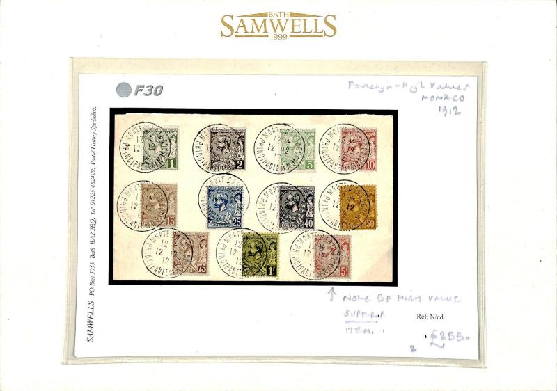 MONACO Values 1c - 5fr {11 Stamps} HIGH VALUE 1912 Cover {samwells ...