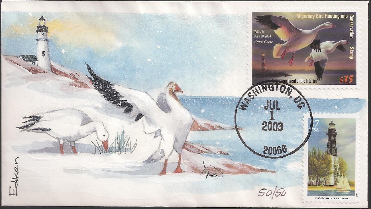 Edken Hand Painted Combo FDC for the 2003 Self-Adhesive Federal Duck ...